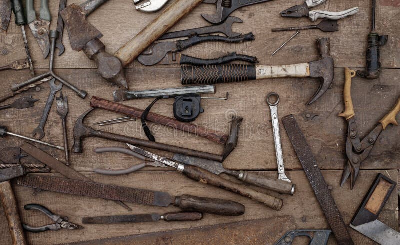 Collection of Antique Woodworking Tools Stock Image - Image of wood ...