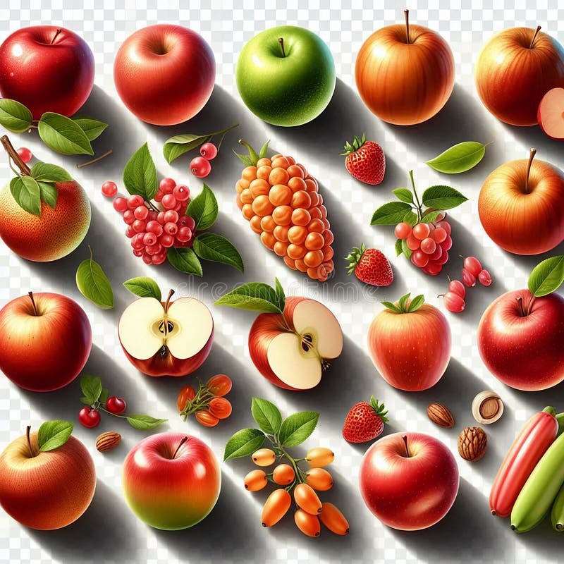 Collection of Apple with Shadow, on Transparency Background Stock ...