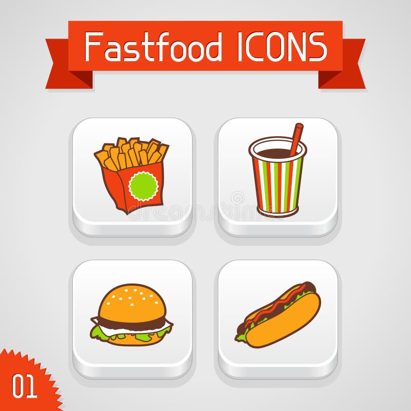 Collection of Apps Icons with Fast Food Stock Vector - Illustration of ...