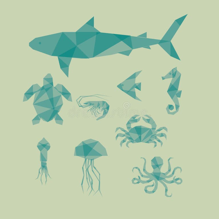 Collection of Aquatic Animals. Vector Illustration Decorative Design ...