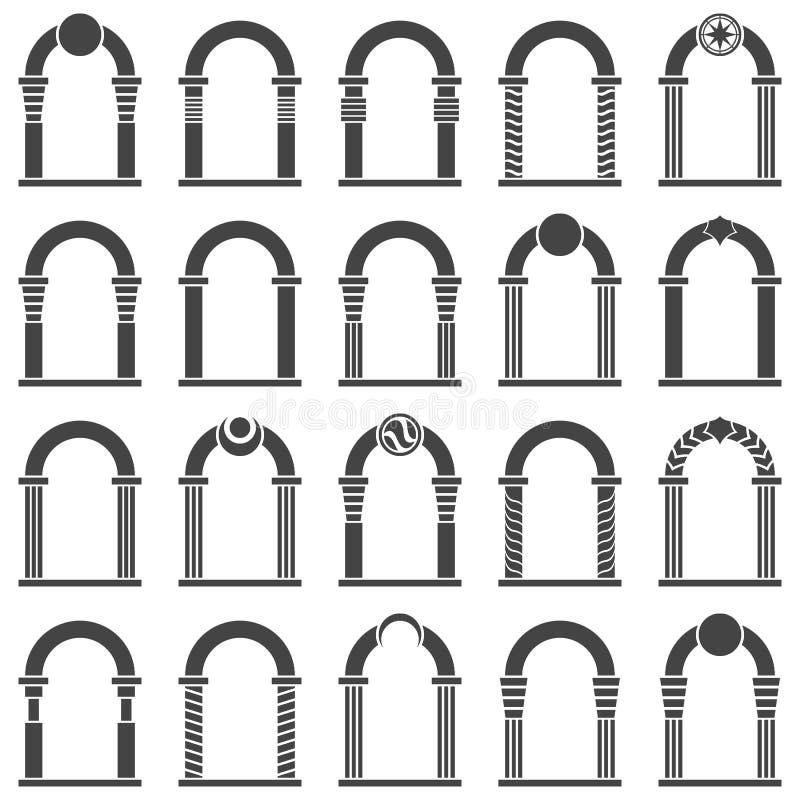 Collection of Arches Silhouette Stock Vector - Illustration of column ...