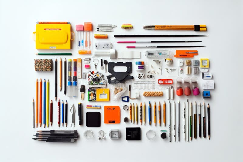 Collection of Architect Labor Tools on a White Background Organized ...