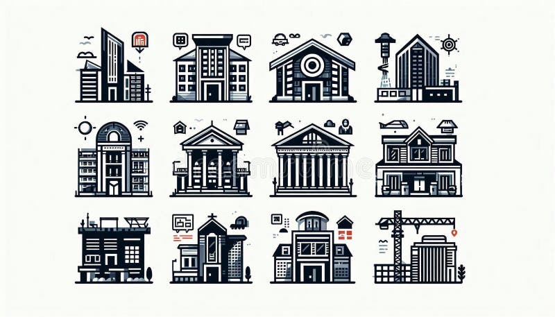Collection of Architectural Icons and Design Elements Stock ...