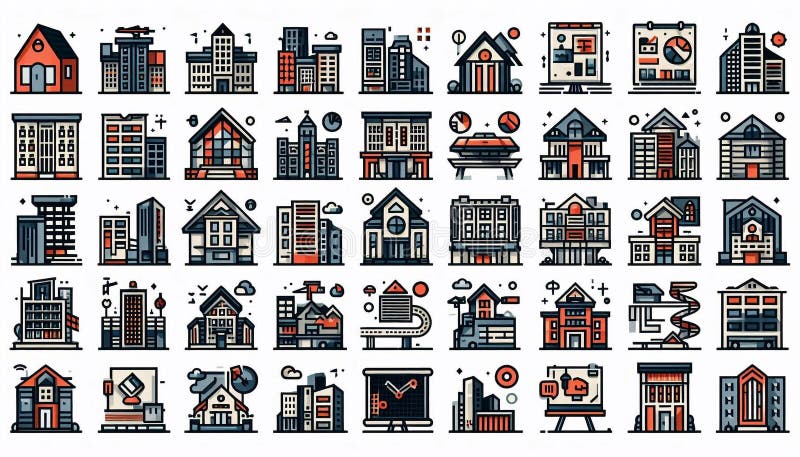 Collection of Architectural Icons and Design Elements Stock ...
