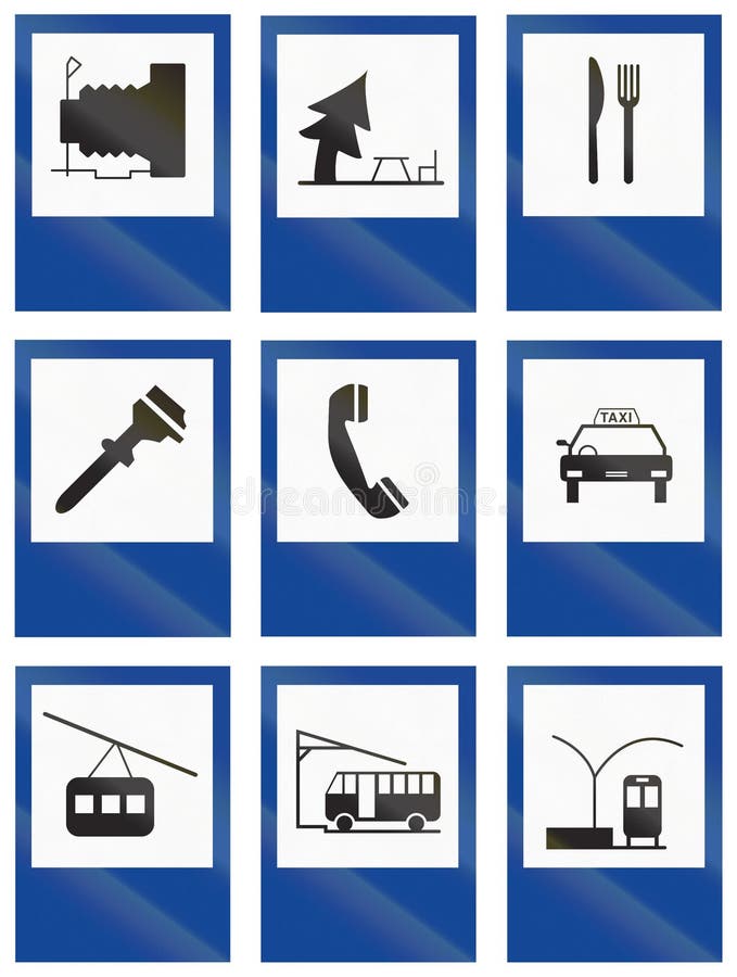 Collection of Argentinian Service Road Signs Stock Illustration ...