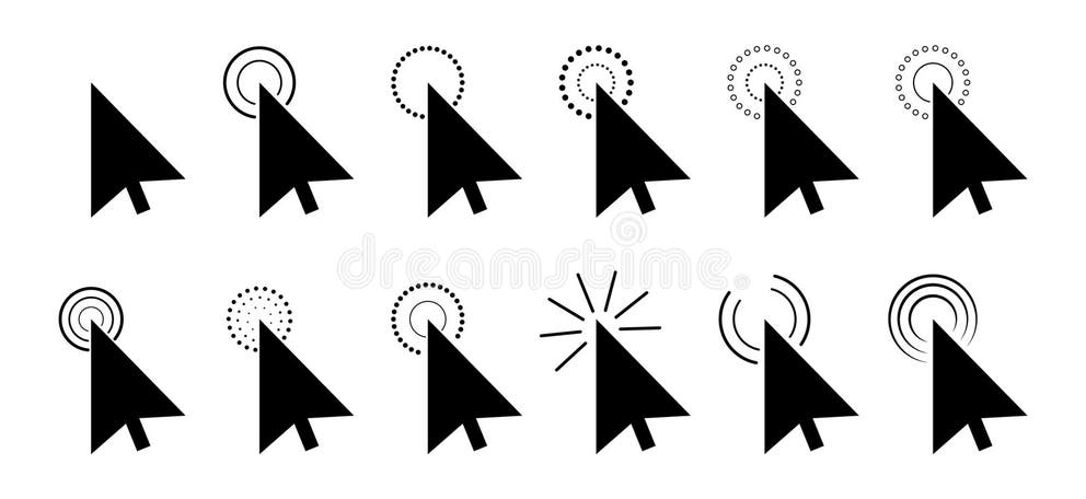 Collection of Arrow Pointer, Cursor Icon, Click or Press Cursor in Flat ...