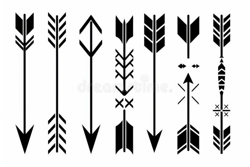 A Collection of Arrows with Different Designs and Shapes in Both Black ...