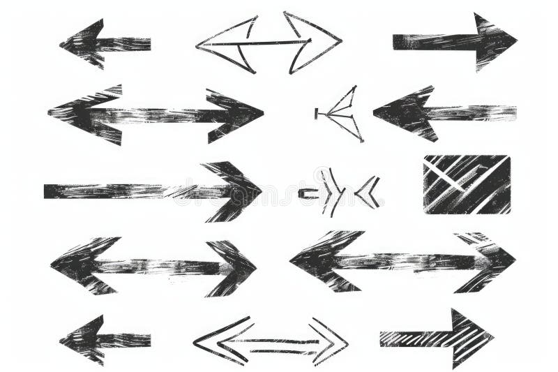 A Collection of Arrows Drawn in Black Ink Stock Illustration ...