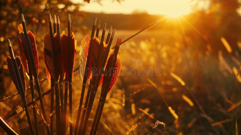 A Collection of Arrows Lying in the Grass, Possibly Used for Hunting or ...
