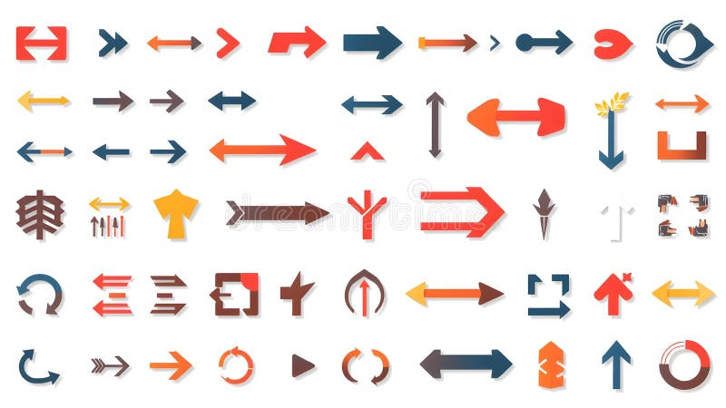 A Collection of Arrows in Various Colors and Sizes Stock Illustration ...