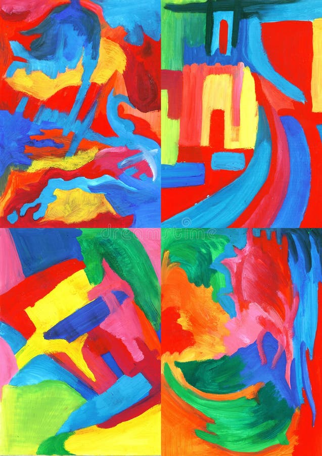 Collection of Art Abstract Paintings Stock Illustration - Illustration ...