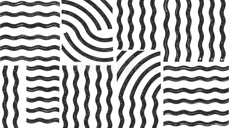 Collection of Artistic Black and White Curved Line Patterns Stock ...