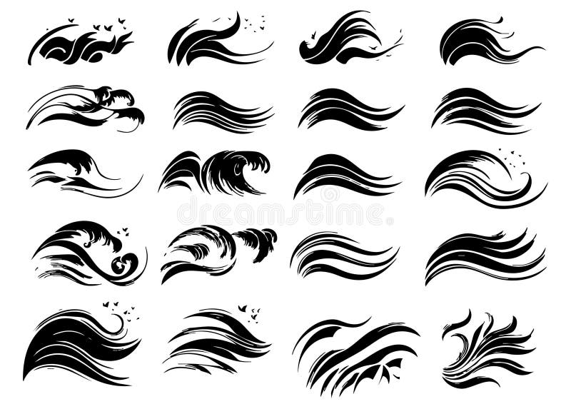 A Collection of Artistic Wave Designs Showcasing Various Styles and ...