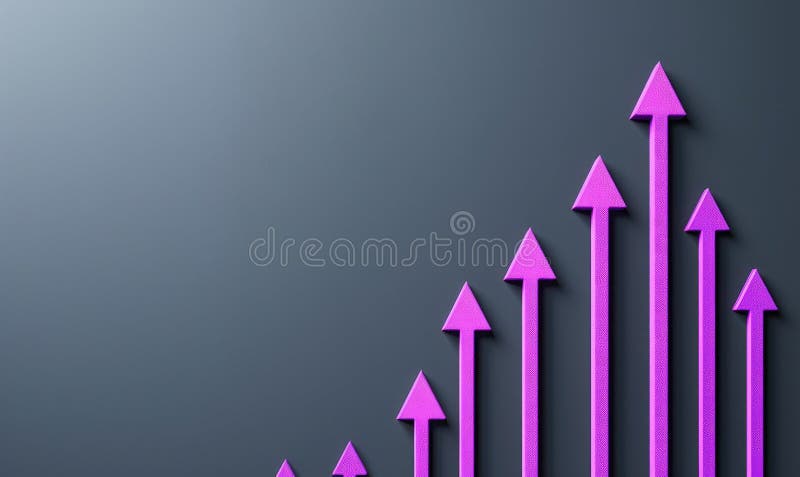 A Collection of Ascending Purple Arrows on a Dark Gray Gradient ...