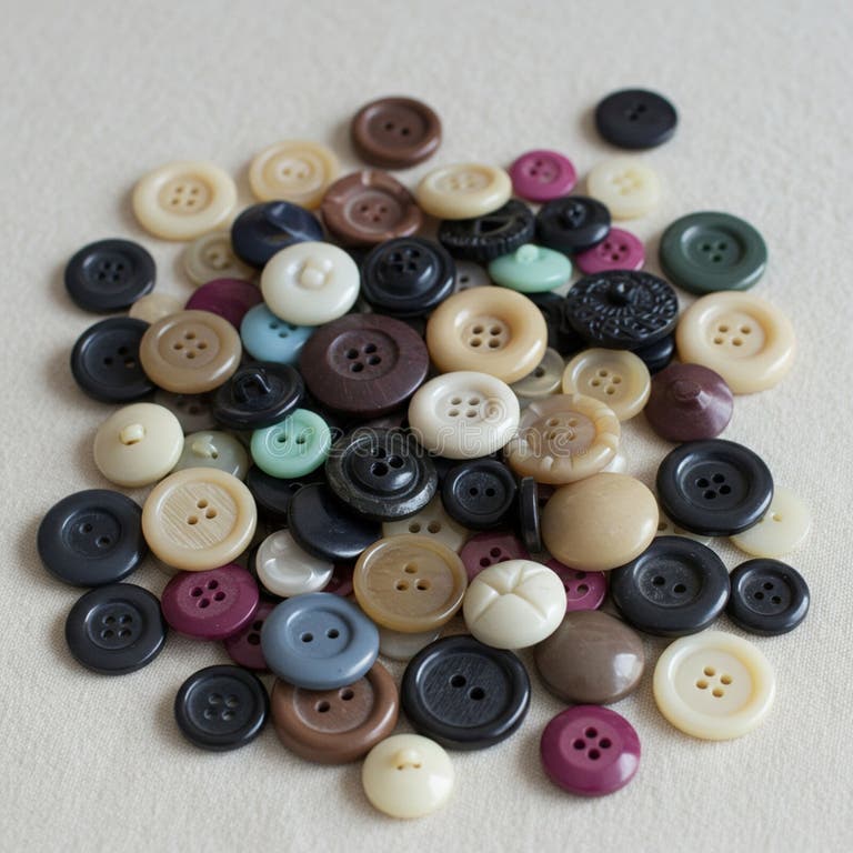 A Collection of Assorted Buttons in Various Colors and Sizes Lying on a ...
