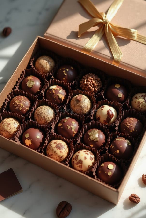A Collection of Assorted Chocolate Truffles is Displayed in a ...