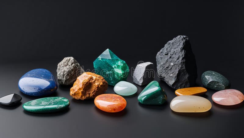 Collection of Assorted Colored Stones on Black Backdrop for Creative ...
