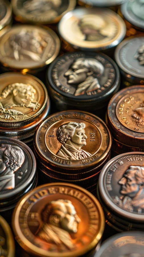 Collection of Assorted Historical Coins in Various Sizes and Designs ...