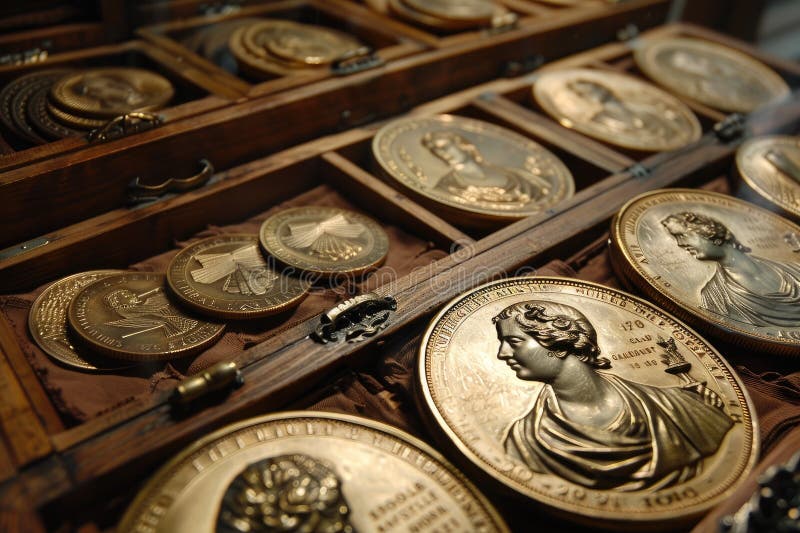 Collection of Assorted Historical Coins in Various Sizes and Designs ...
