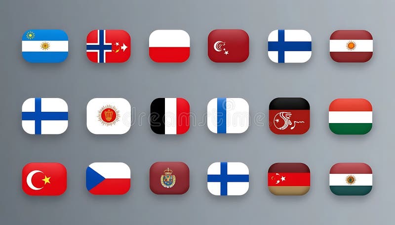 Collection of Assorted National Flags on Gray Background Stock ...