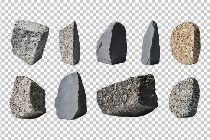 Collection of Assorted Rocks with Transparent Background Stock Photo ...