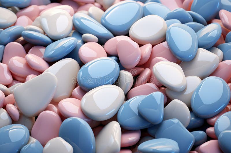 A Collection of Assorted Smooth, Colorful Pink and Blue Pebbles ...