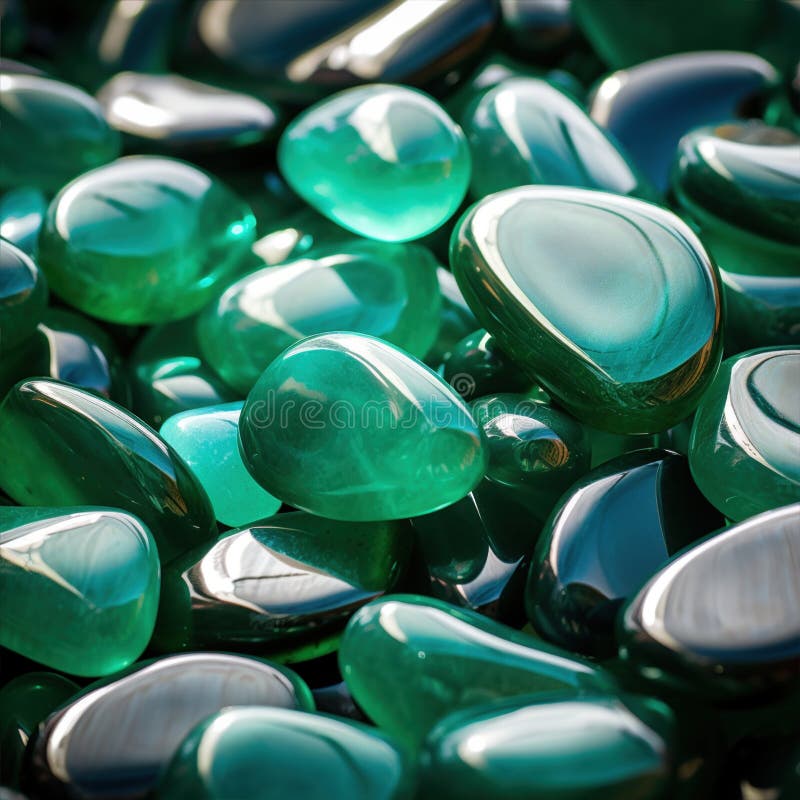 A Collection of Assorted Smooth, Green Pebbles, Perfect for Backgrounds ...