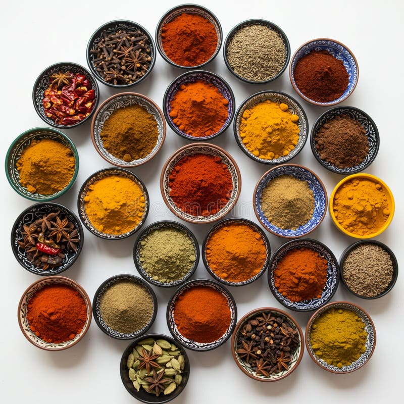 Assorted Spices in Small Bowls Stock Photo - Image of colorful ...