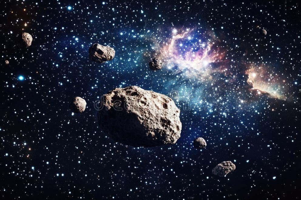 A Collection of Asteroids Floating in Space, Suitable for Use in ...