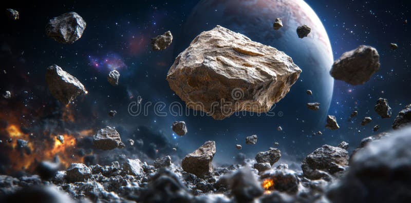 A Collection of Asteroids in Space that Includes Boulders and Stone ...