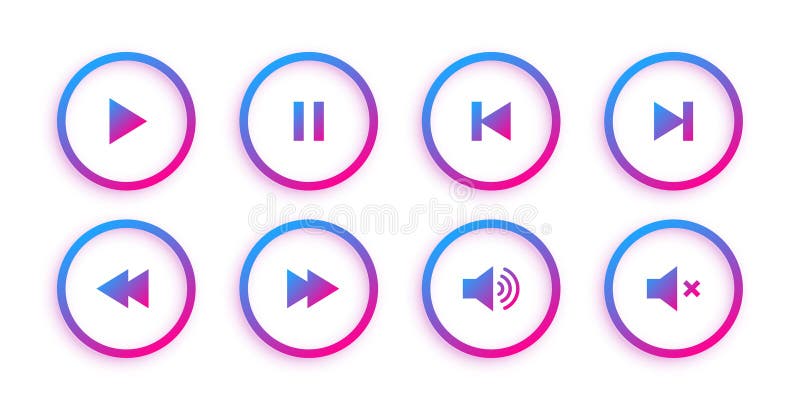 Collection of Audio Player Control Button Sign Design Stock Vector ...