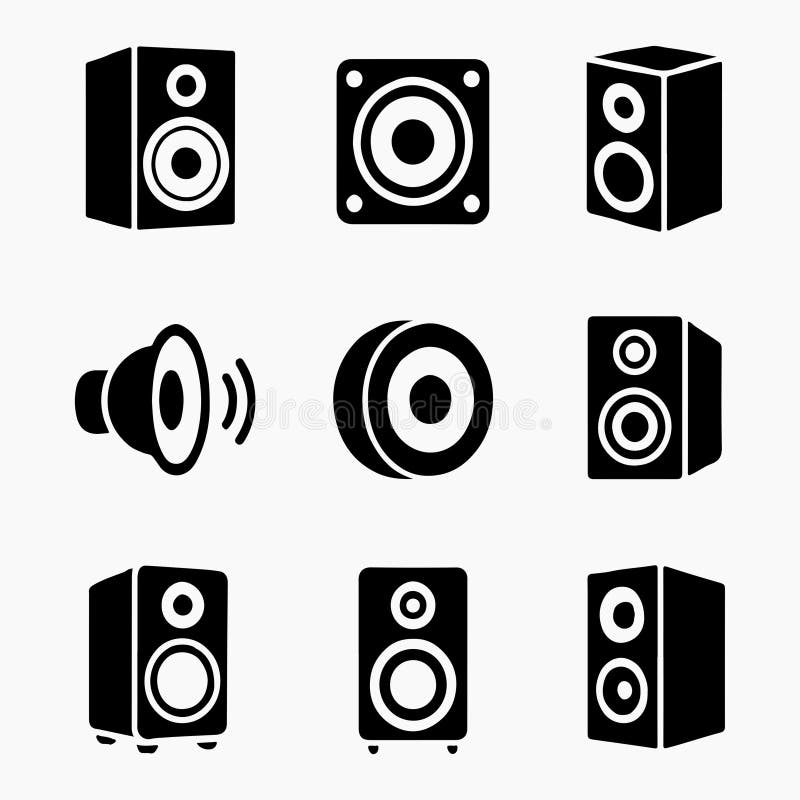Collection of Audio Speaker Icons Stock Illustration - Illustration of ...