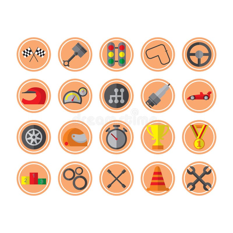 Collection of Auto Racing Items. Vector Illustration Decorative Design ...