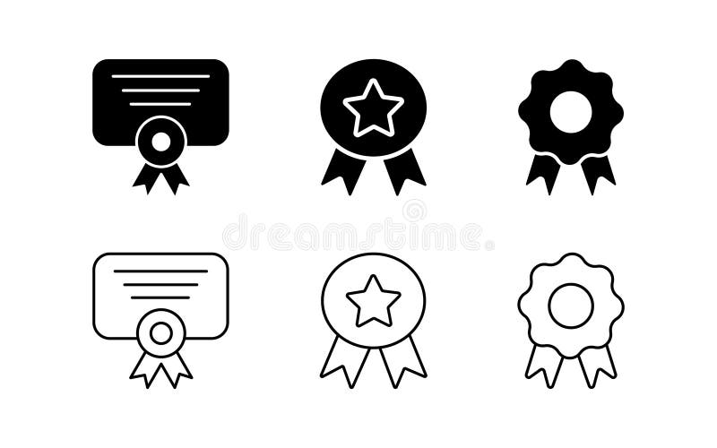Collection of Award or Certificate Icon Vector Illustration Stock ...