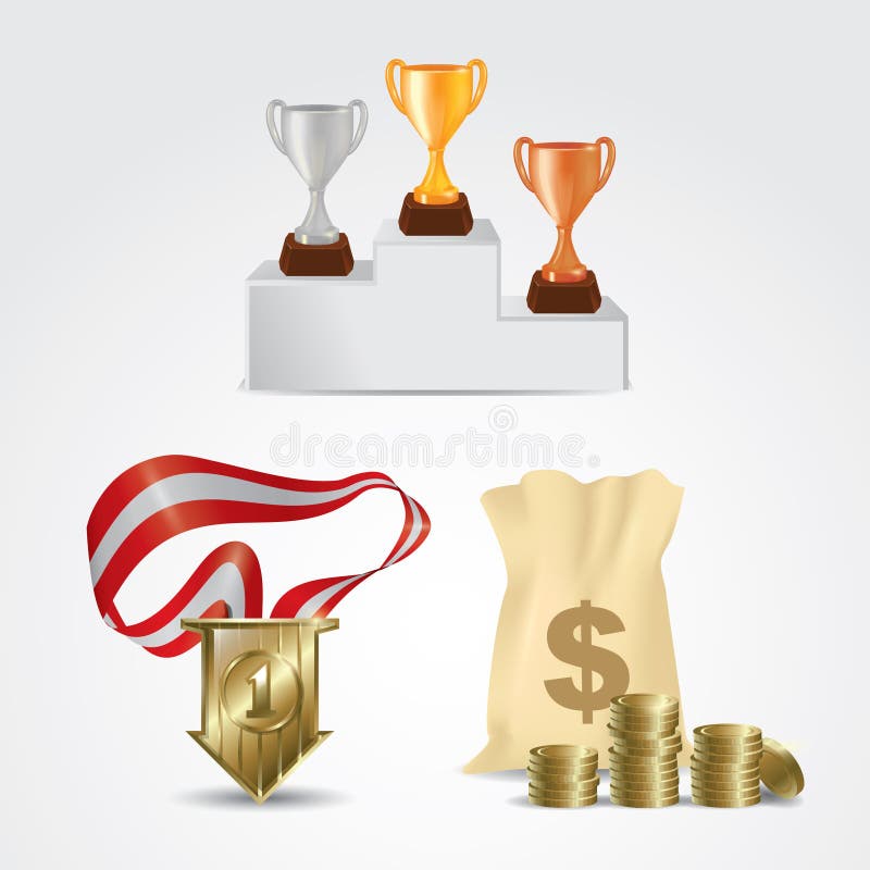 Collection of Award Prizes. Vector Illustration Decorative Design Stock ...