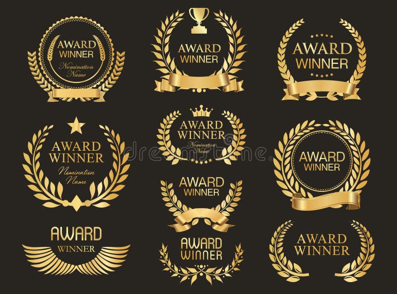 Collection of Award Winner Gold Laurel Wreath Vector Illustration Stock ...