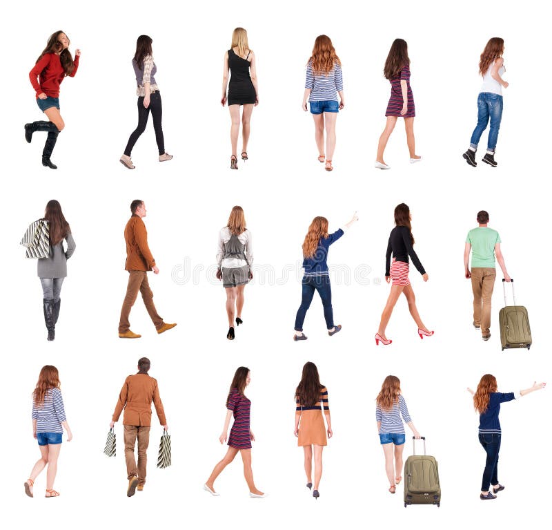 People Walking Back View