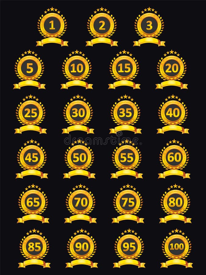 Collection of Badges Set on Black Background. Stock Illustration ...
