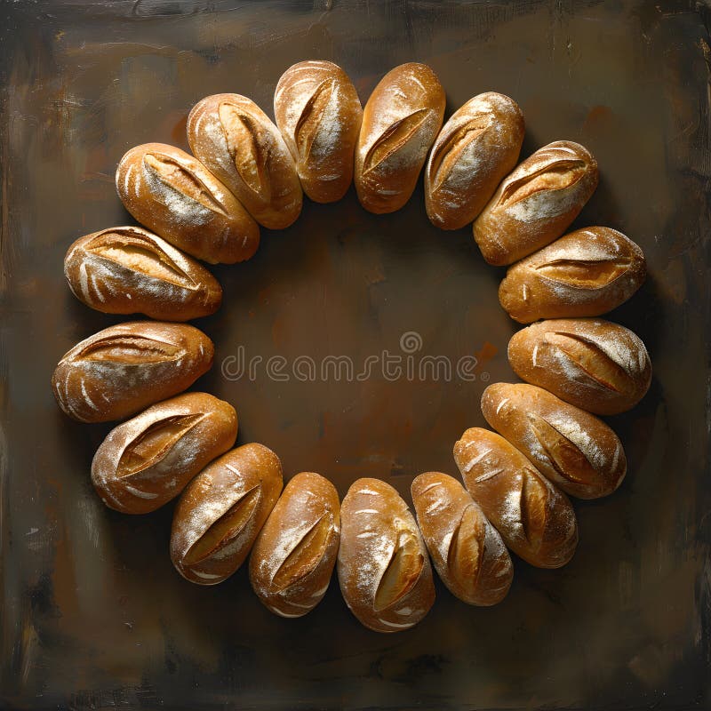 Circular Arrangement of Bread Loaves, a Delightful Display of Baked ...