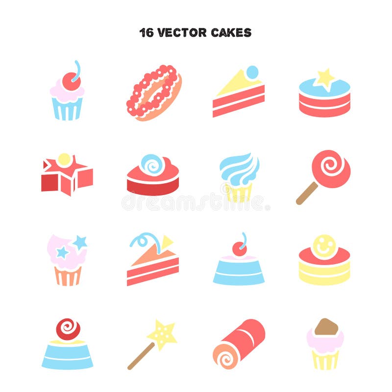 Collection of Bakery and Cake Icons. Candy, Sweet Set Stock ...