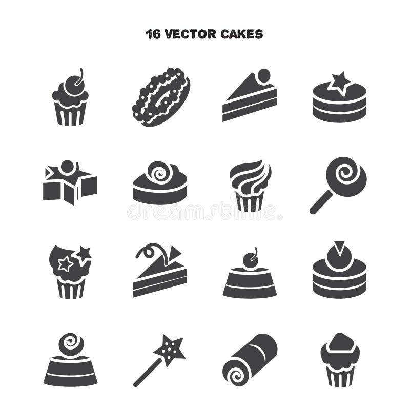 Collection of Bakery and Cake Icons. Candy, Sweet Set Stock ...
