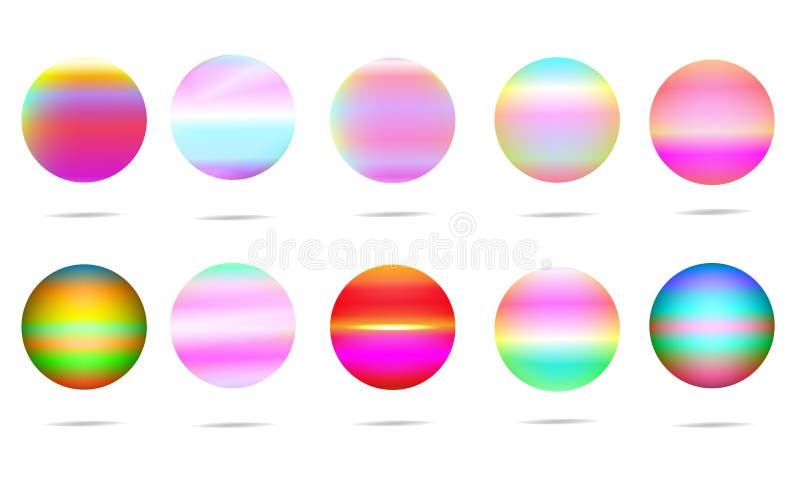 Collection of Ball Circle Bubble Sphere Rainbow Icon Set Abstract ...