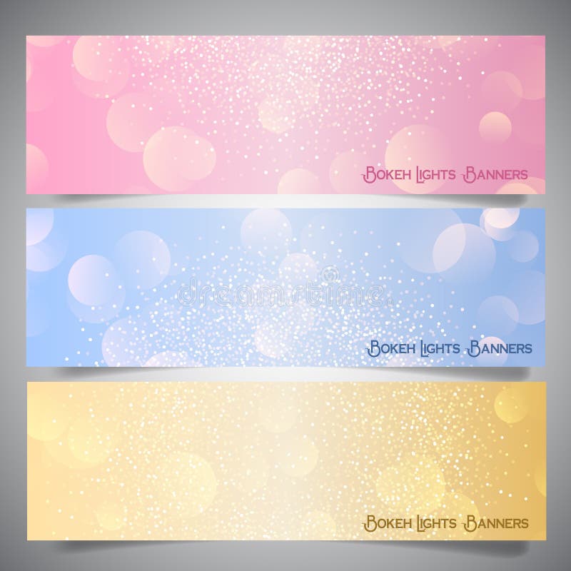 Collection of Banners with Bokeh Lights Designs Stock Illustration ...
