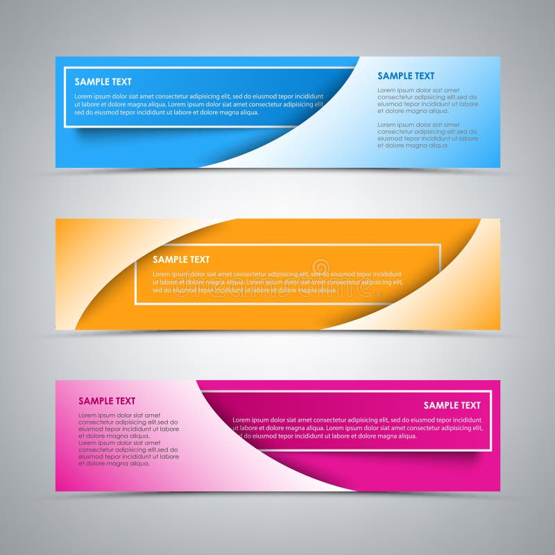 Collection Banners with Colorful Stickers Template Stock Vector ...