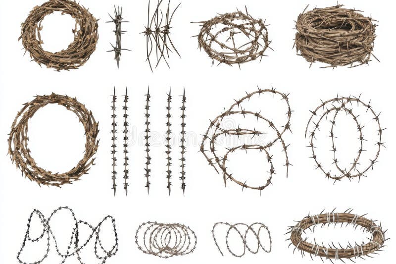 Barbed Wire Shapes Stock Illustrations – 175 Barbed Wire Shapes Stock ...
