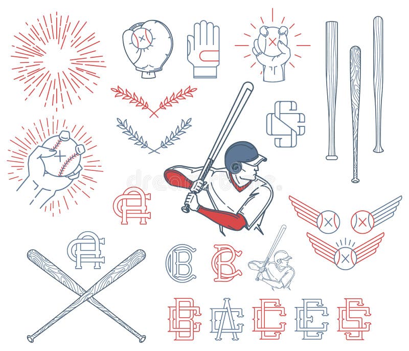 Collection of Baseball Symbols Stock Illustration - Illustration of ...
