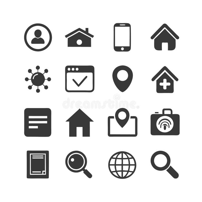 Collection of Basic Icons for App or Web Design Stock Photo - Illustration of world, symbol ...