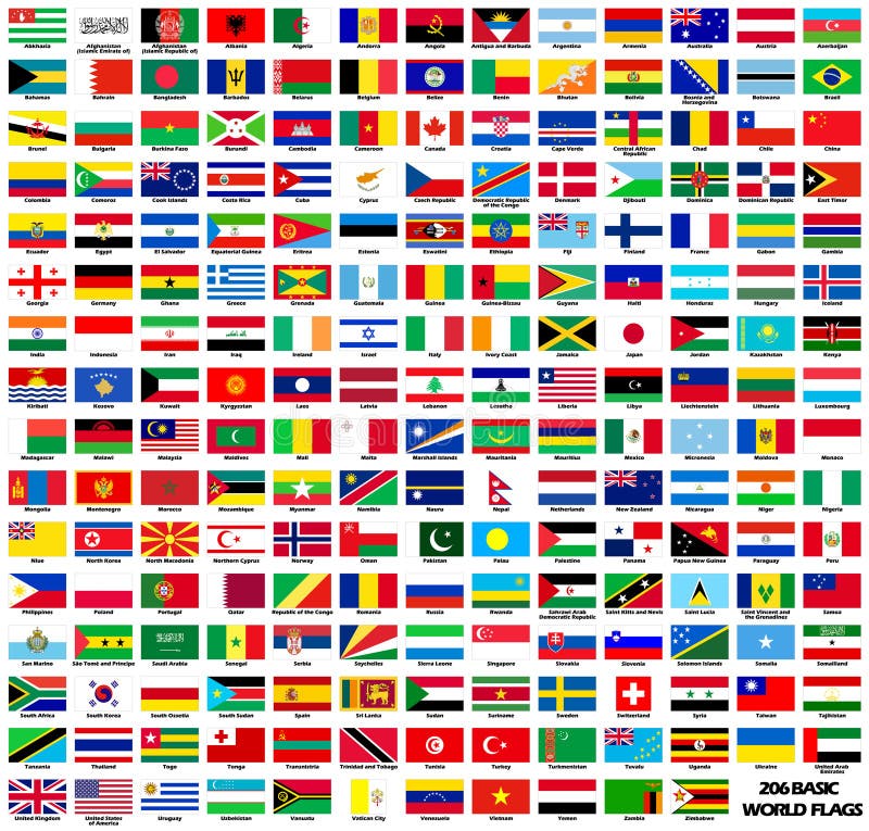 Collection of Basic Rectangular Style World Flags Stock Illustration ...