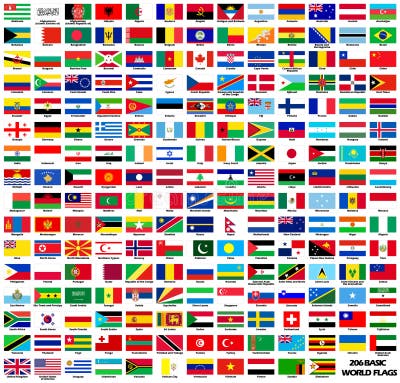 Collection of Basic Rectangular Style World Flags Stock Illustration ...