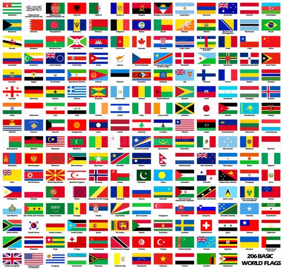 Collection of Basic Rectangular Style World Flags Stock Illustration ...
